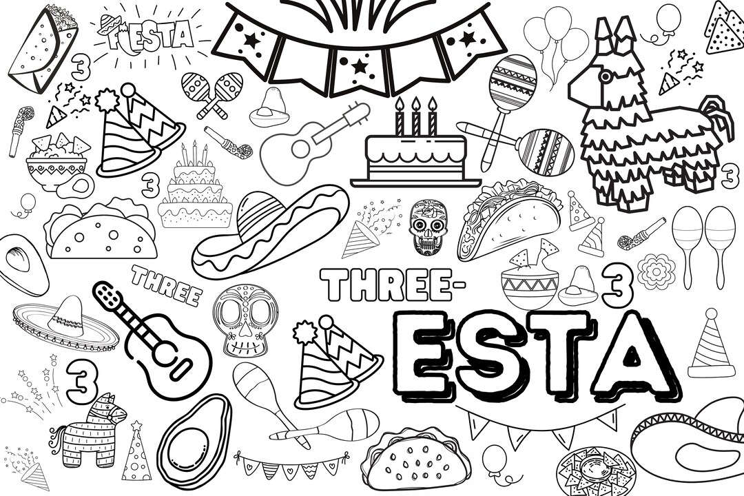 Huge Three-esta Coloring Poster for Kids, Adults -for Family Time ...