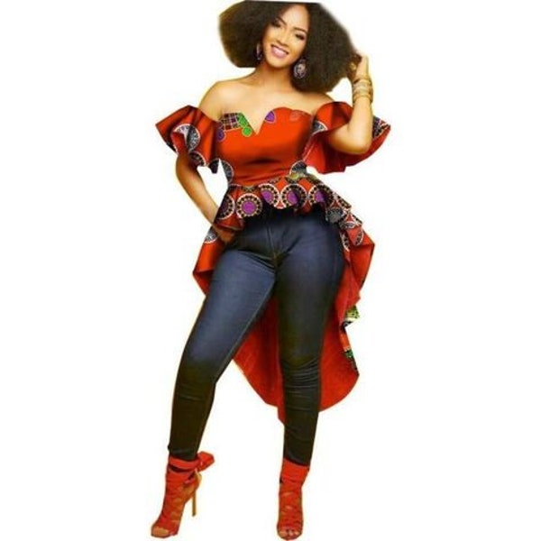 African Print Blouse - Etsy