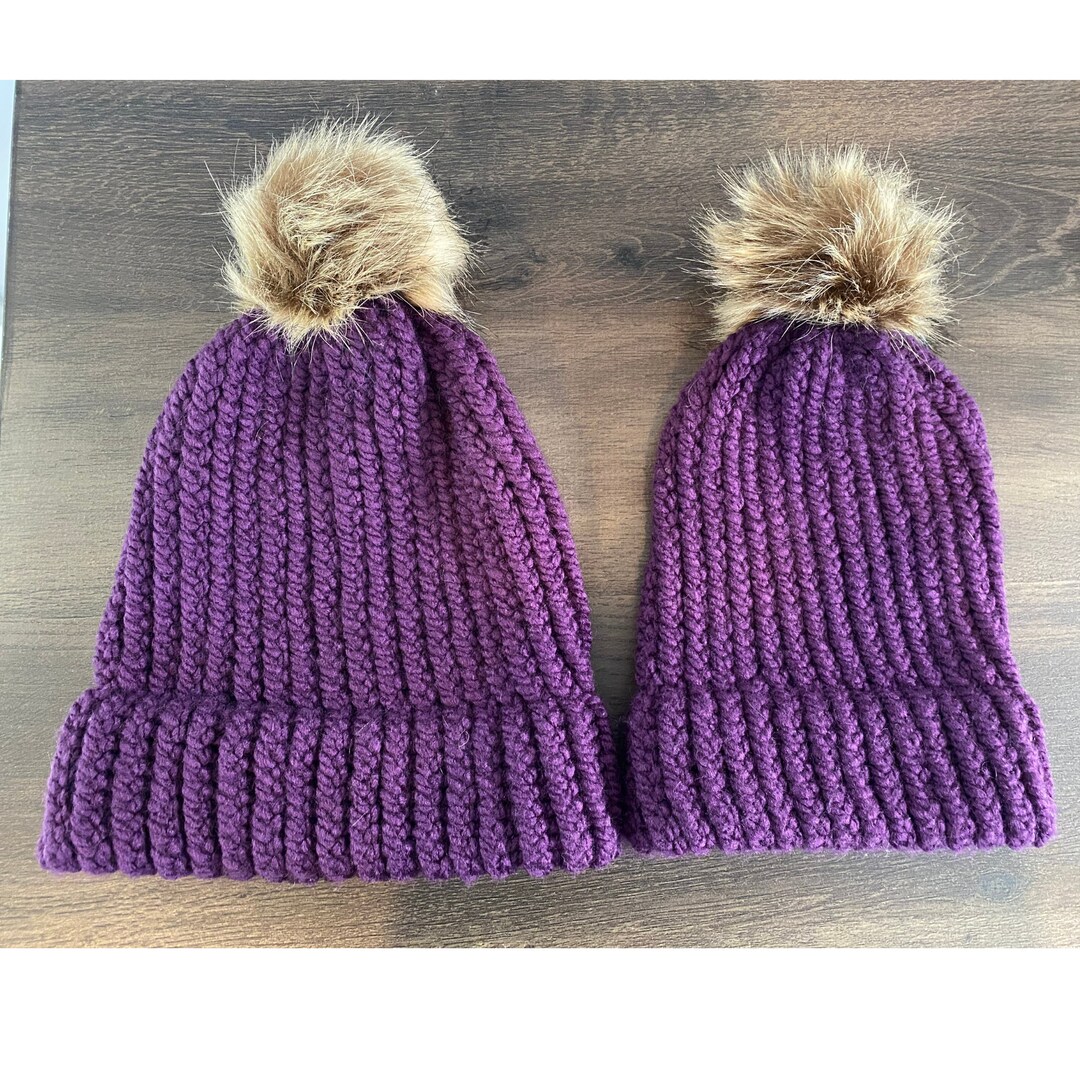 Parent/toddler Matching Hat Set Parent/toddler Set Purple Hats Purple ...