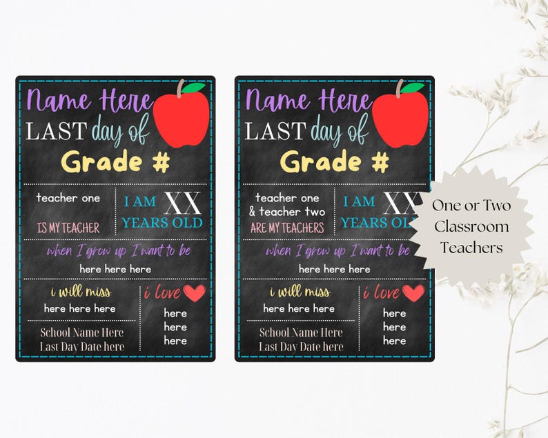 Chalkboard Last Day of School Sign | Editable Instant Download | Back ...
