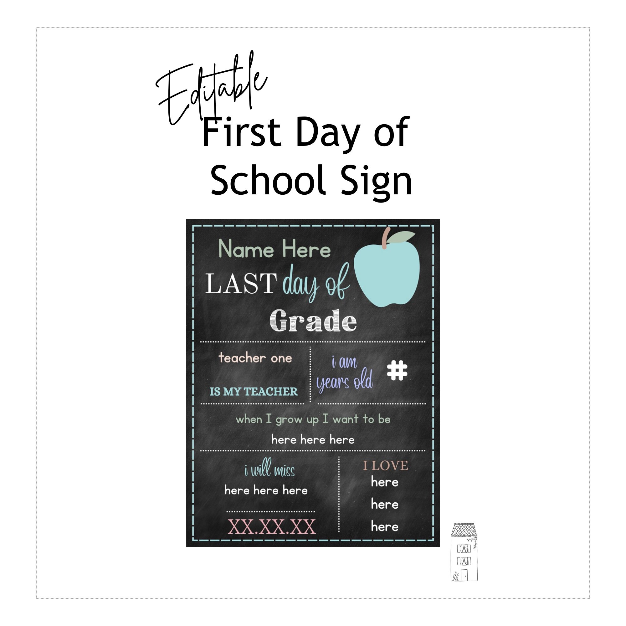 Chalkboard Last Day of School Sign Instant Download Editable First Day ...