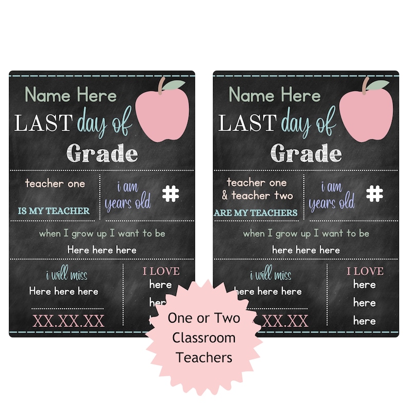 Chalkboard Last Day of School Sign Instant Download Editable First Day ...