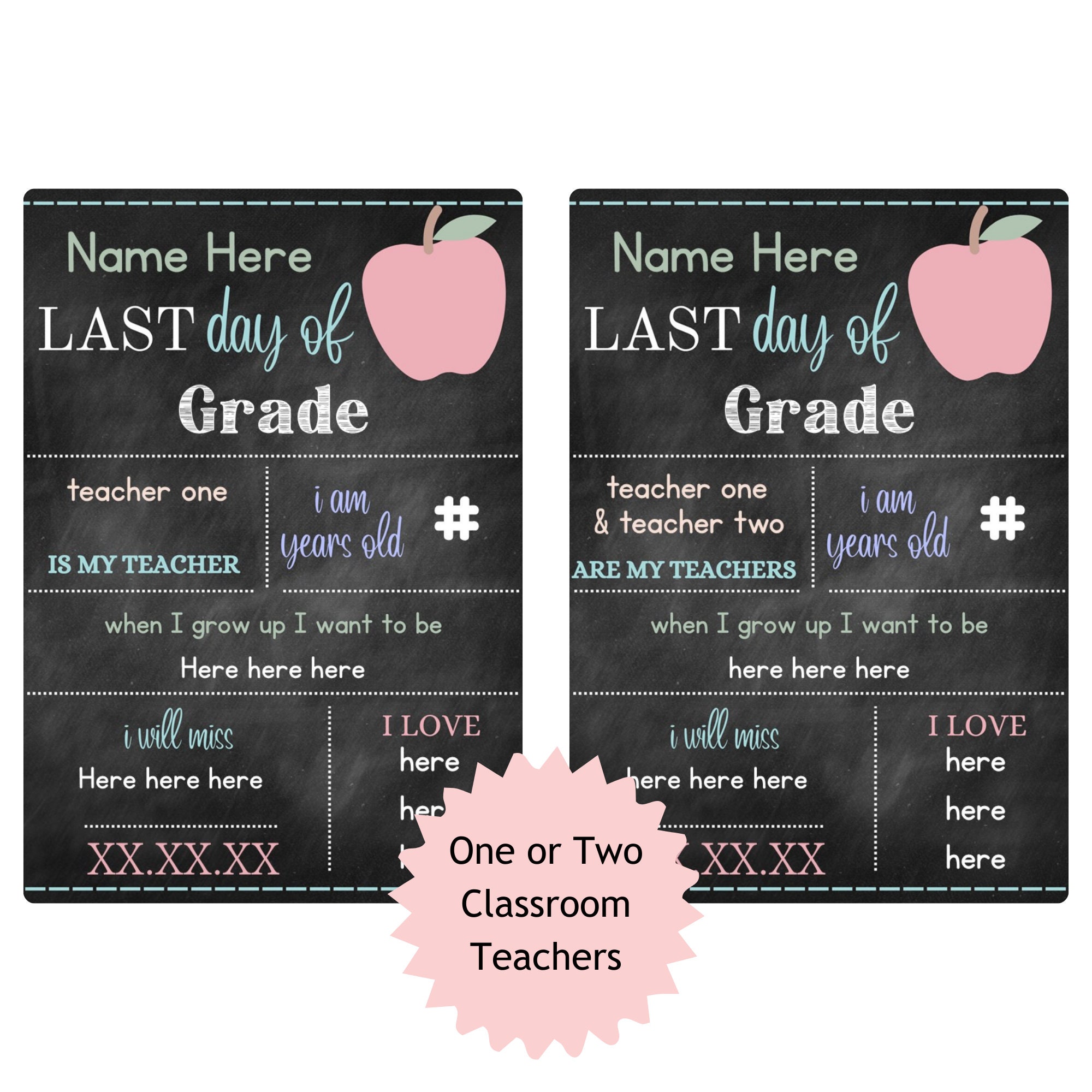 Chalkboard Last Day of School Sign Instant Download Editable First Day ...
