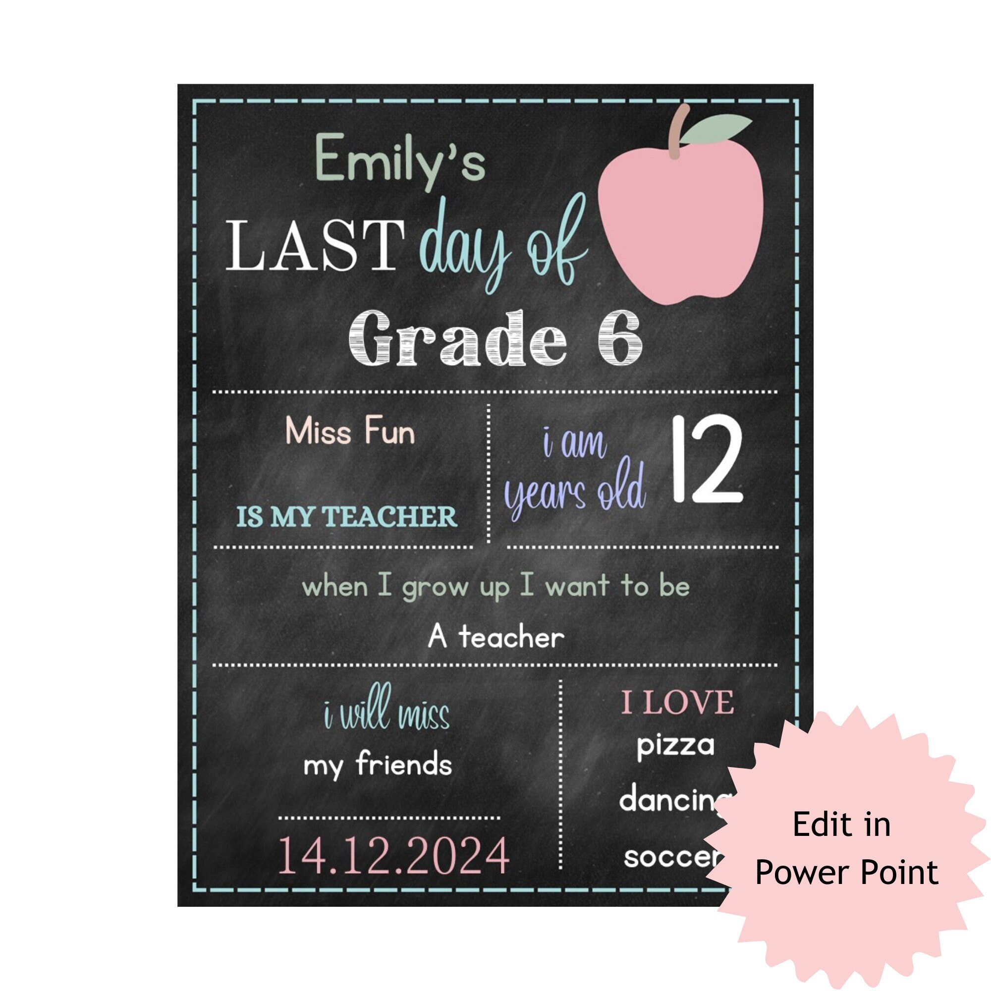 Chalkboard Last Day of School Sign Instant Download Editable First Day ...