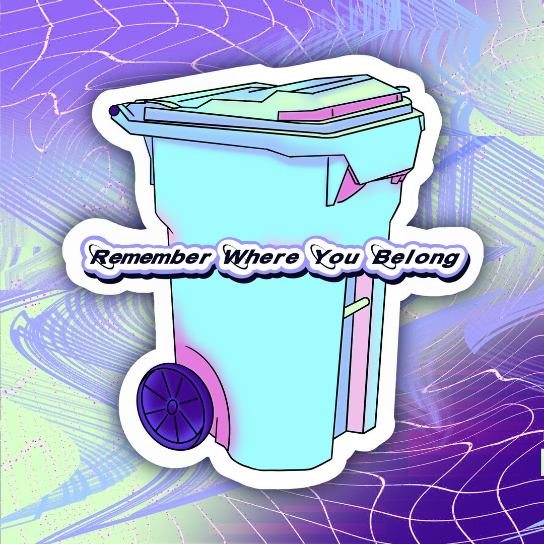 Funny Sticker Meme Holographic Pastel Trash Can Surreal Vinyl Car Decal ...