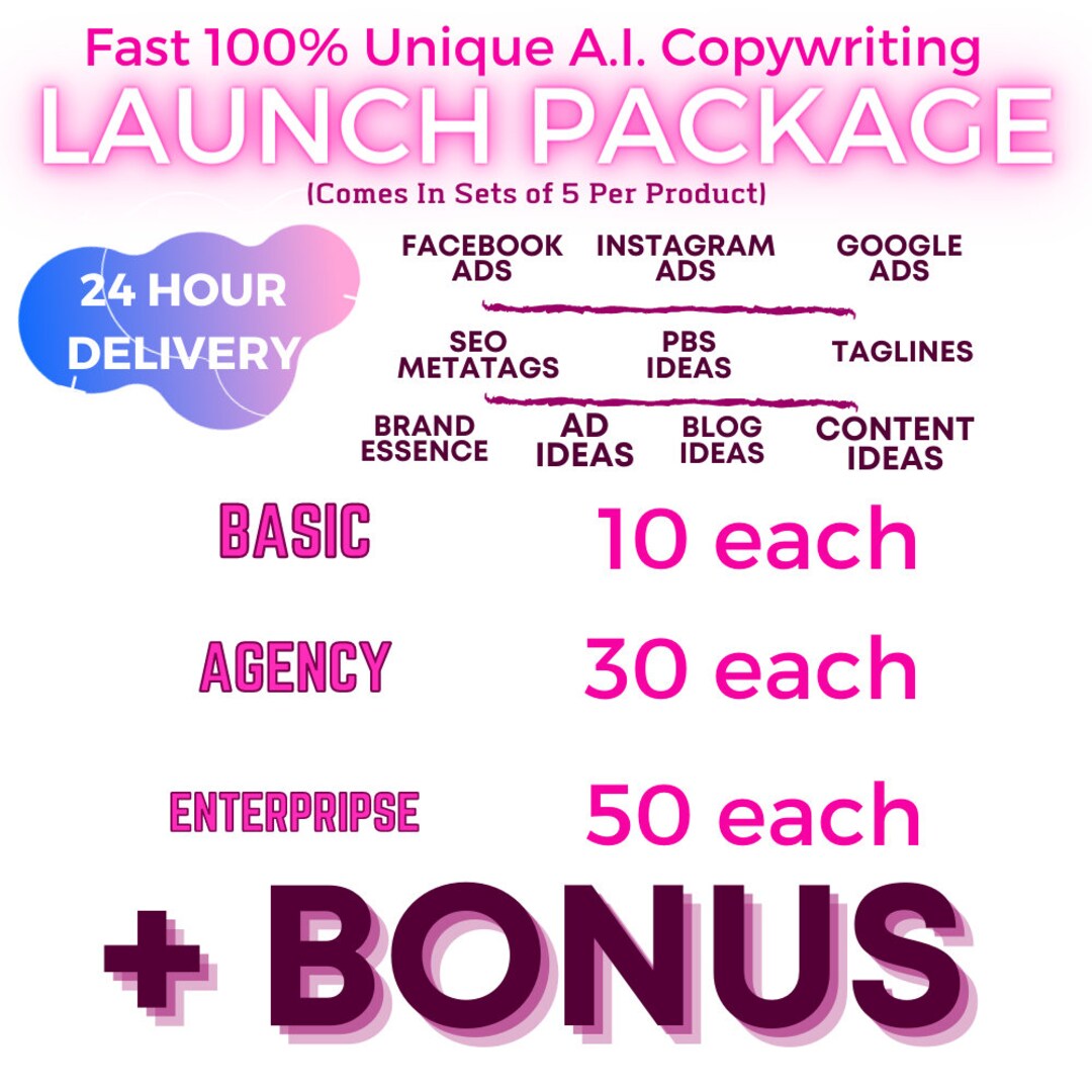 Launch Package Agency 300 Custom A.I. Marketing Copy Written for Your ...