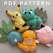 Set of 5 Pokemon Pattern, Easy Pokemon PDF Pattern, Pokemon Decor ...