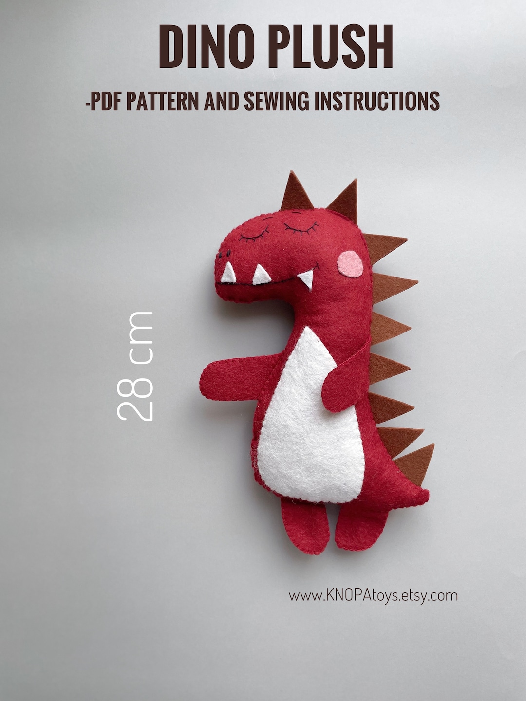 Dinosaur Pattern PDF Felt Pattern T Rex Plushie Pattern Dinosaur ...
