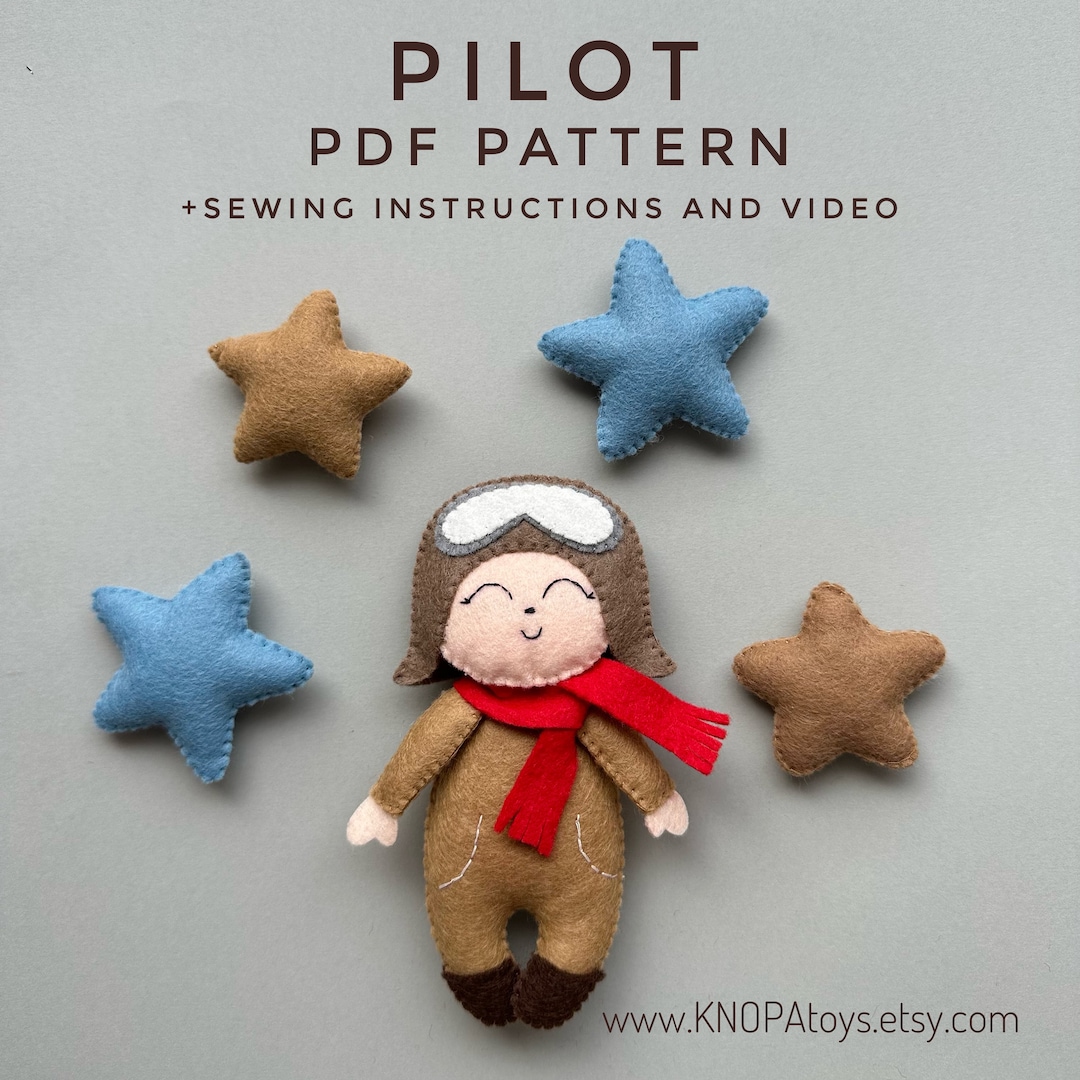 Pilot Pdf Plush Pattern Felt Sewing Funny Ornament Handmade Boy Nursery ...