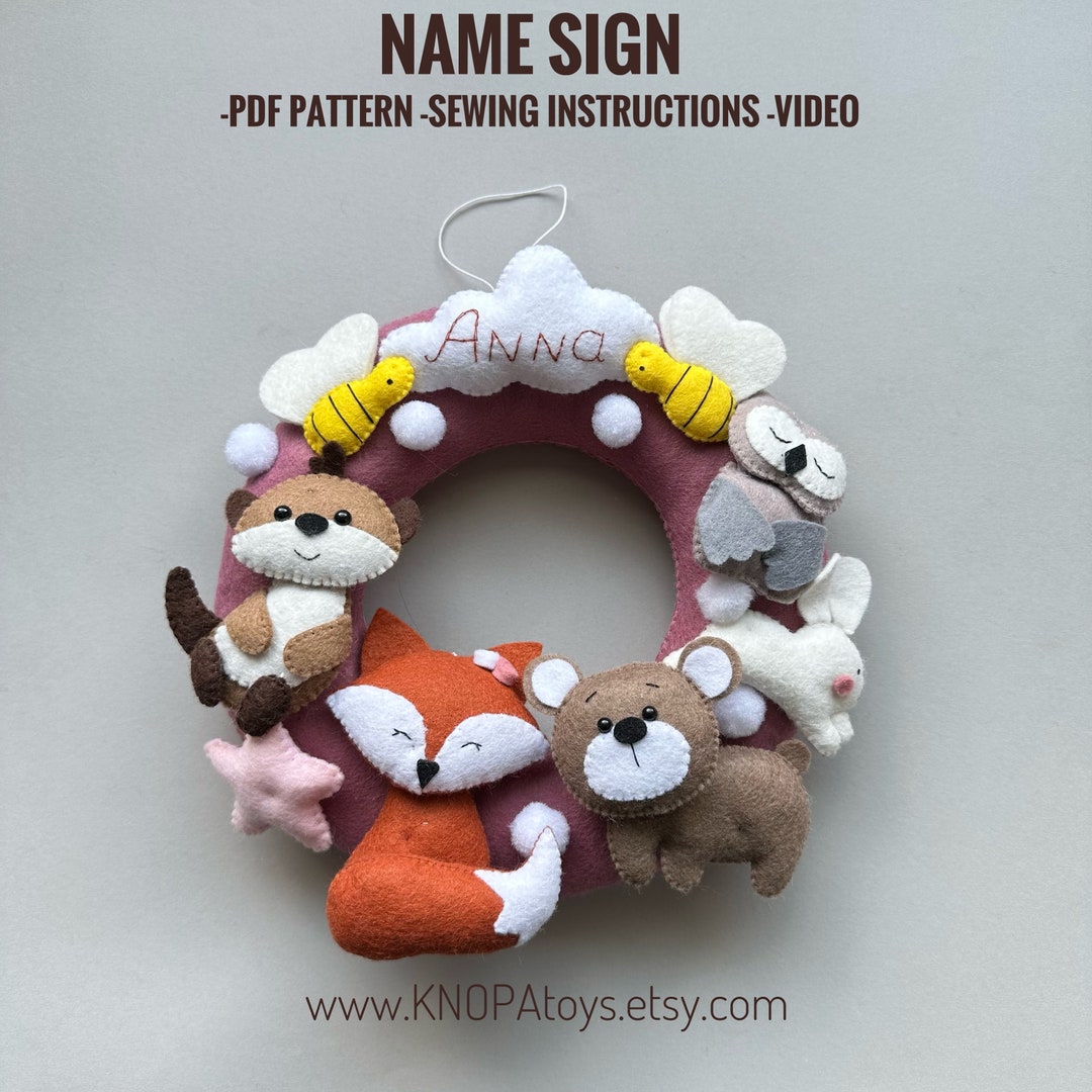 Woodland Animals Name Sign Pdf Pattern Gift Handmade Newborn Name Girl ...