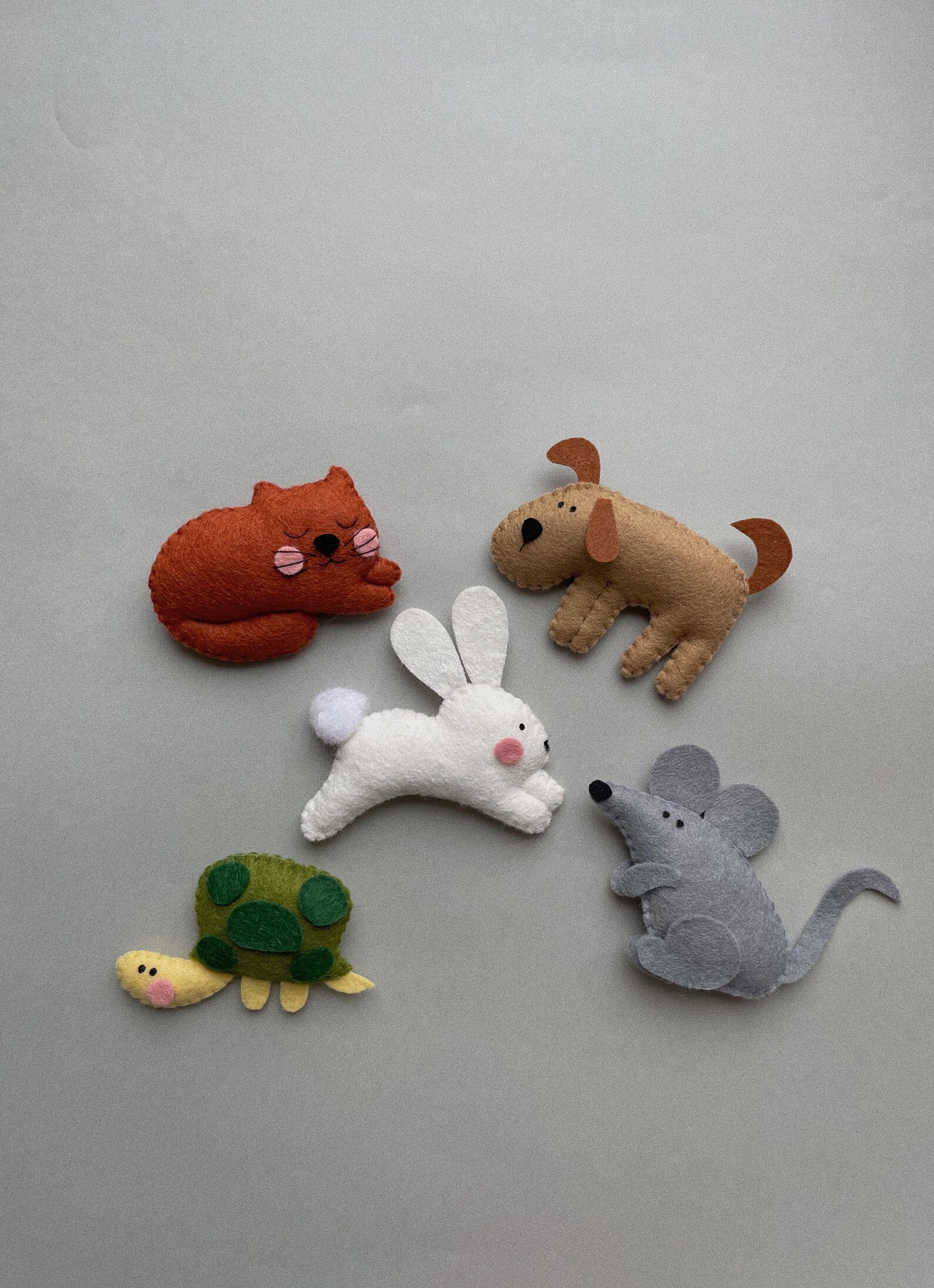 Set of 5 PDF Patterns of Felt DIY Sewing Pattern Dog,cat,mouse,turtle ...