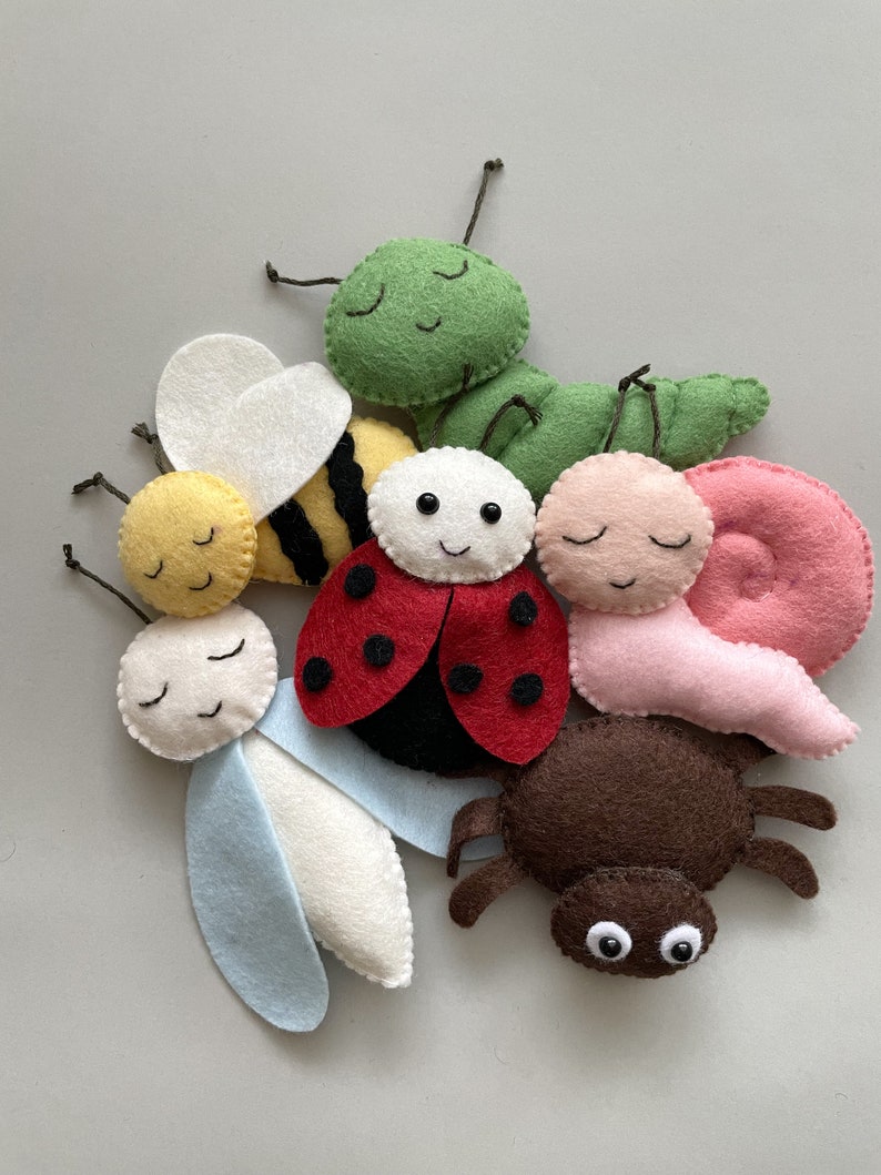 Set of 6 Pdf Felt Pattern Butterfly Ornament Insect Kawaii Plush ...