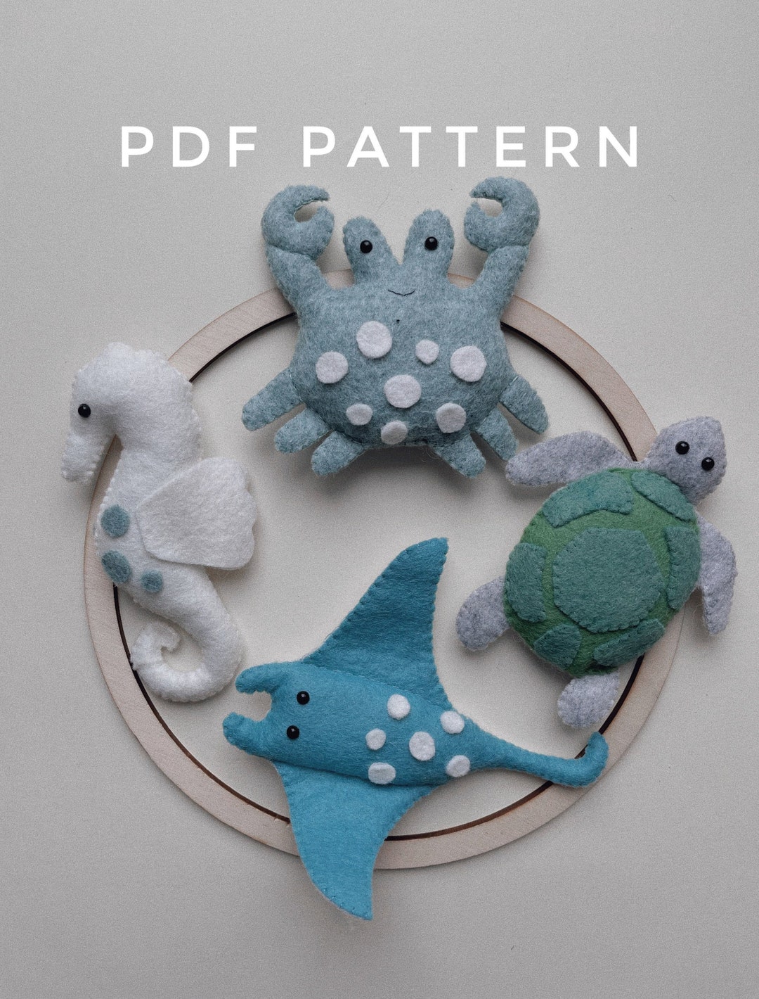Set of 4 PDF Pattern , Sea Animals PDF Pattern ,felt Sea Toys , PDF ...