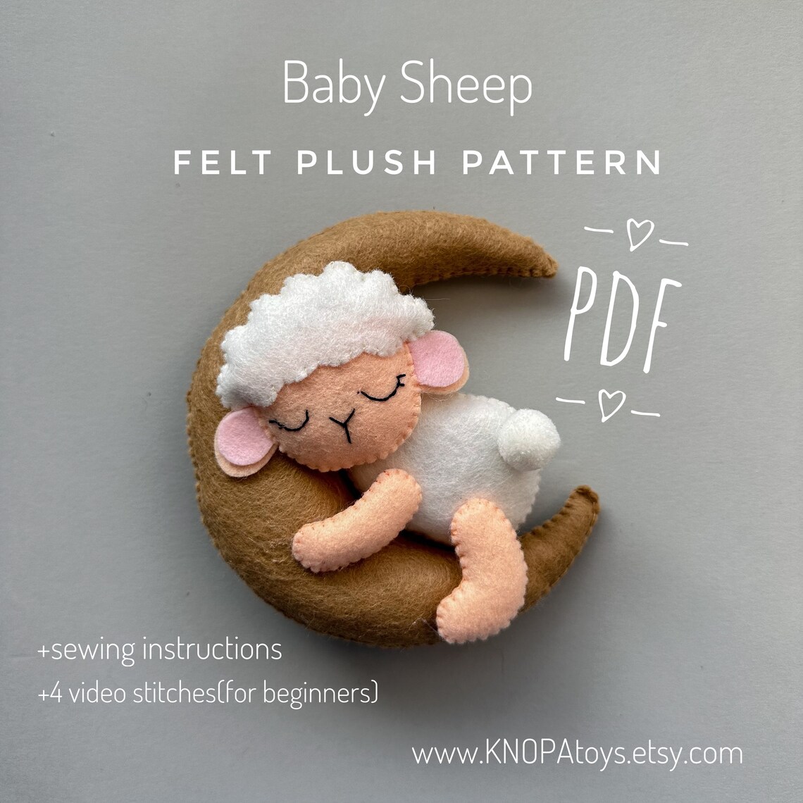 Sheep Plush Pattern Pdf Felt Sewing Pattern Baby Mobile Diy Handmade ...