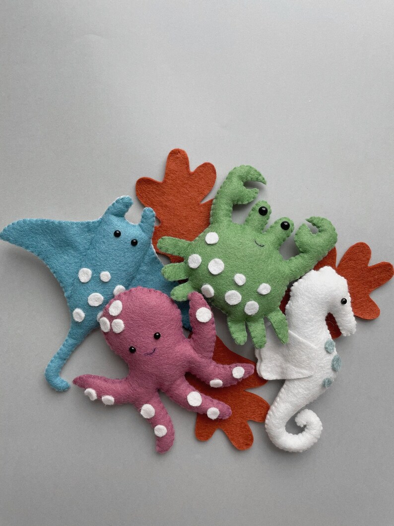 Set of 4 Pattern Sea Animals Under the Sea Pdf Pattern | Etsy