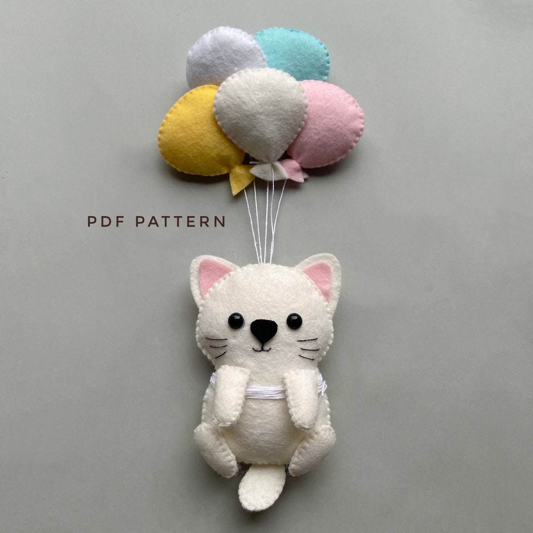 Easy PDF Felt Pattern Cat Plush Pattern Kawaii Ornament Funny Felt ...