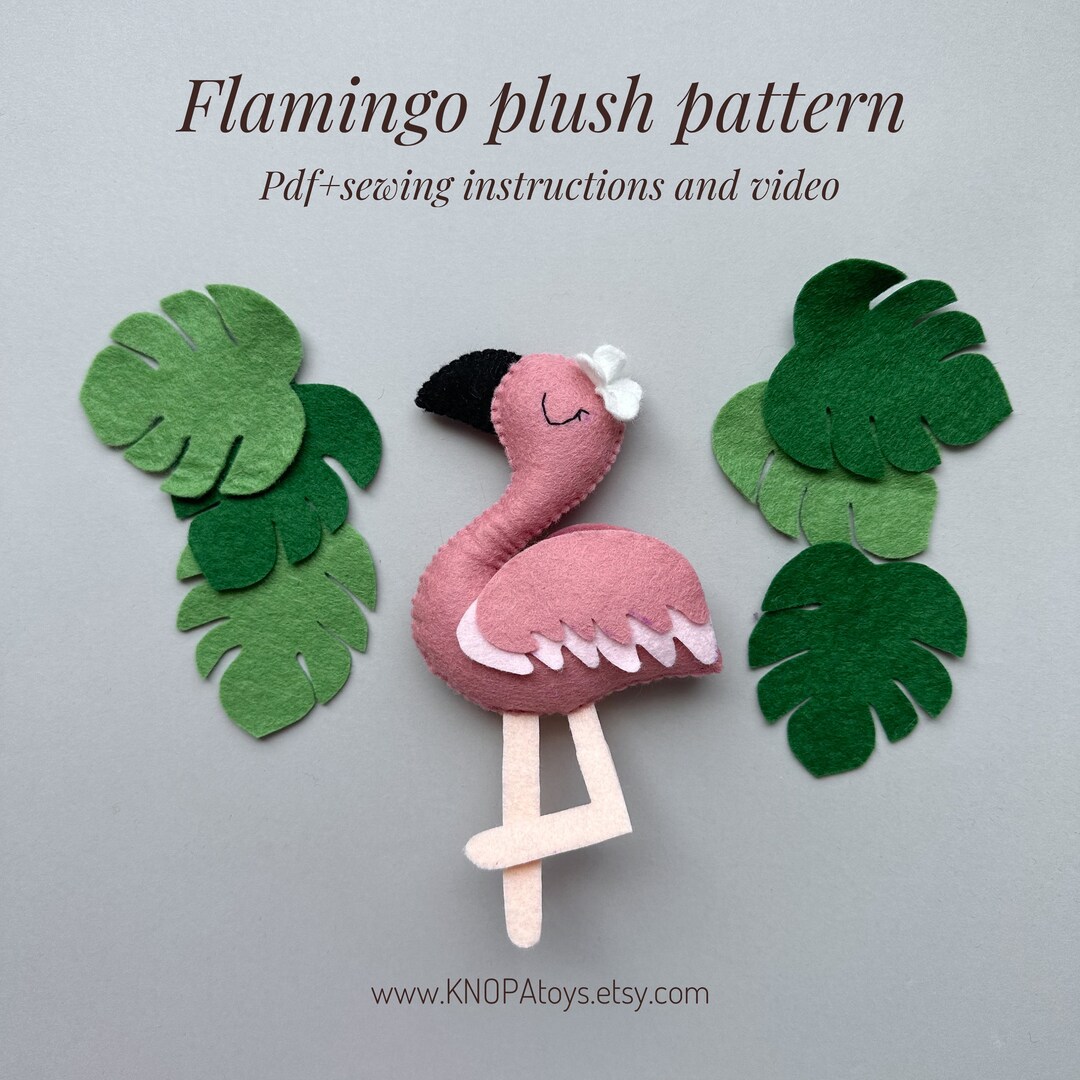 Flamingo Plush Pattern Felt Ornament Cute Pink Bird Plushie Pattern ...