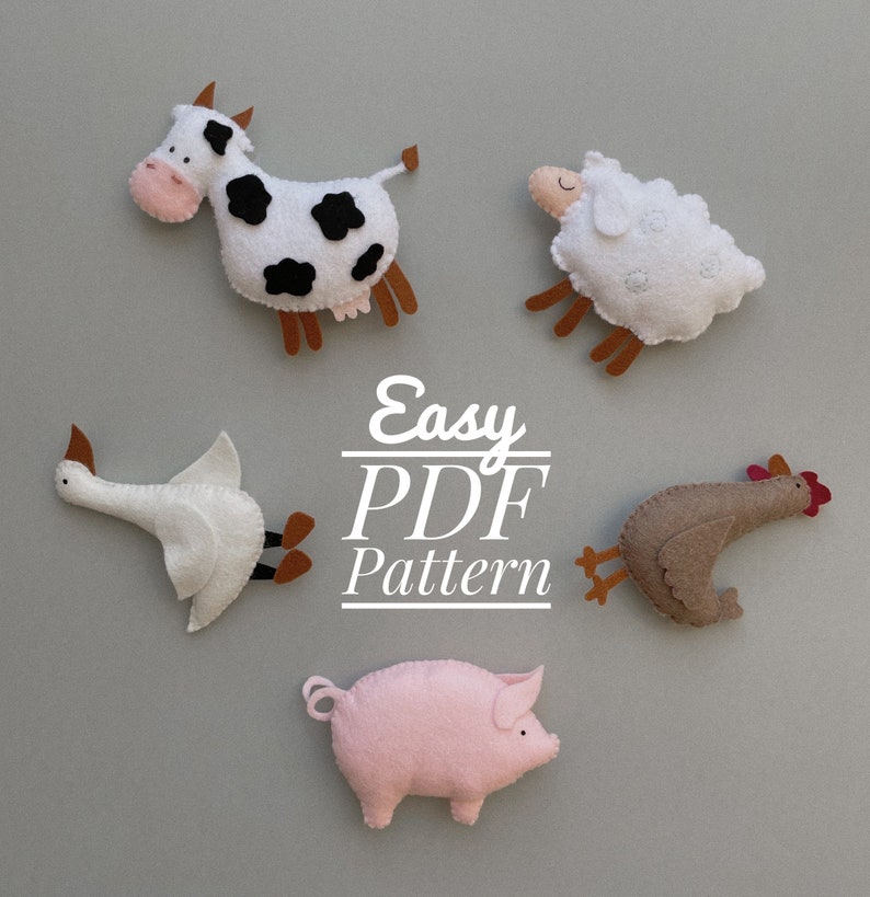 Set of 5 PDF Pattern, PDF Pattern Pets, Farm Animals PDF Digital ...