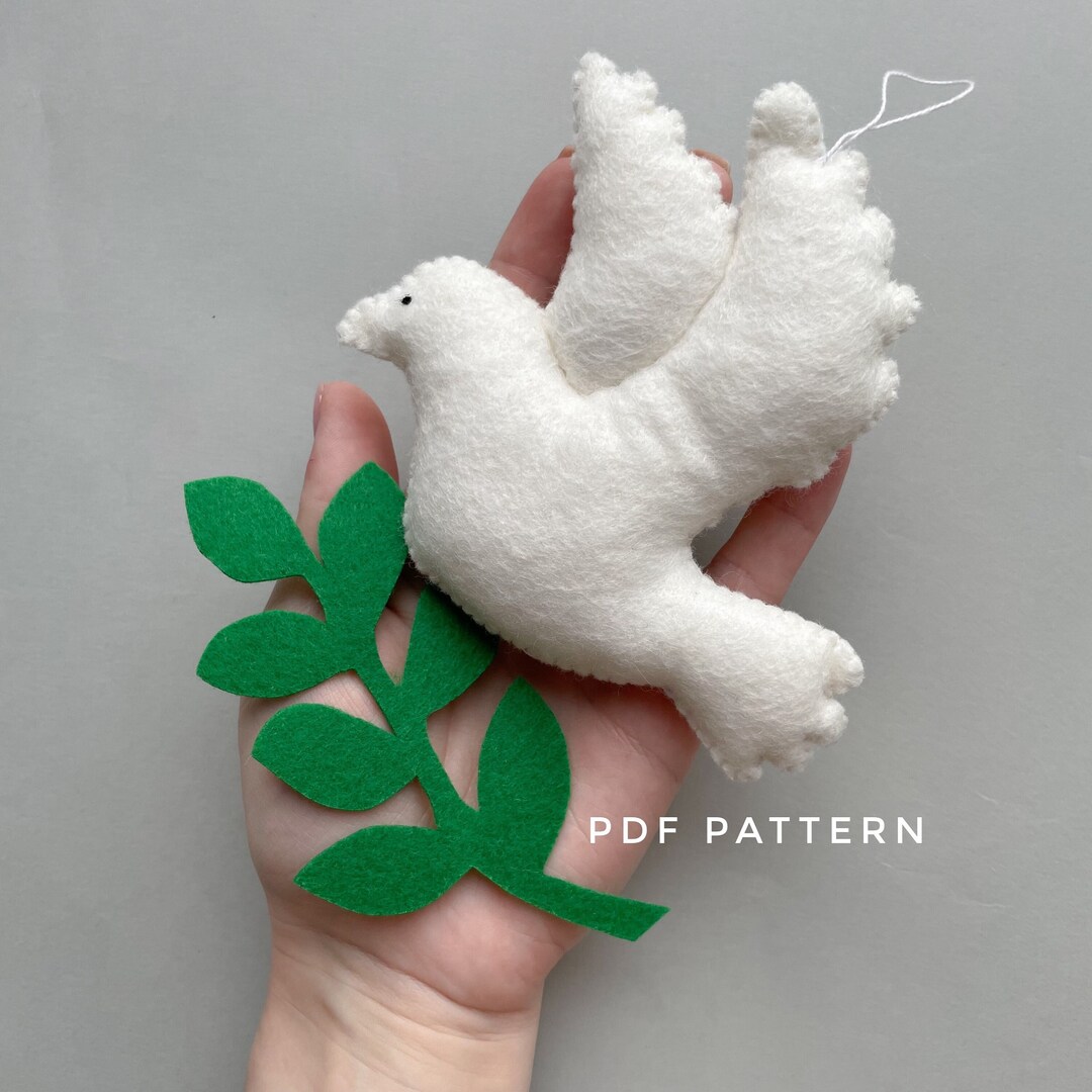 Dove Ornament Branch PDF Bird Ornament Plushie Pattern Felt Wedding ...