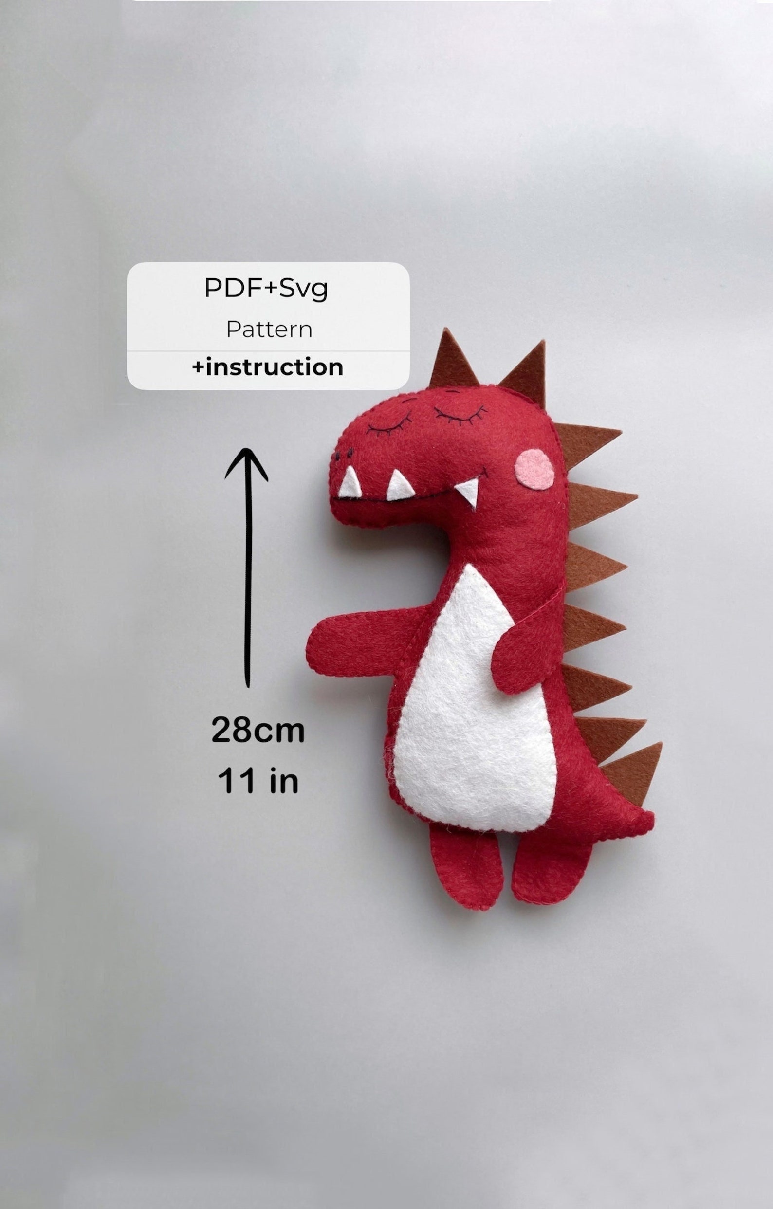 Dinosaur Pattern SVG PDF Felt Pattern T Rex Plushie Pattern Dinosaur ...