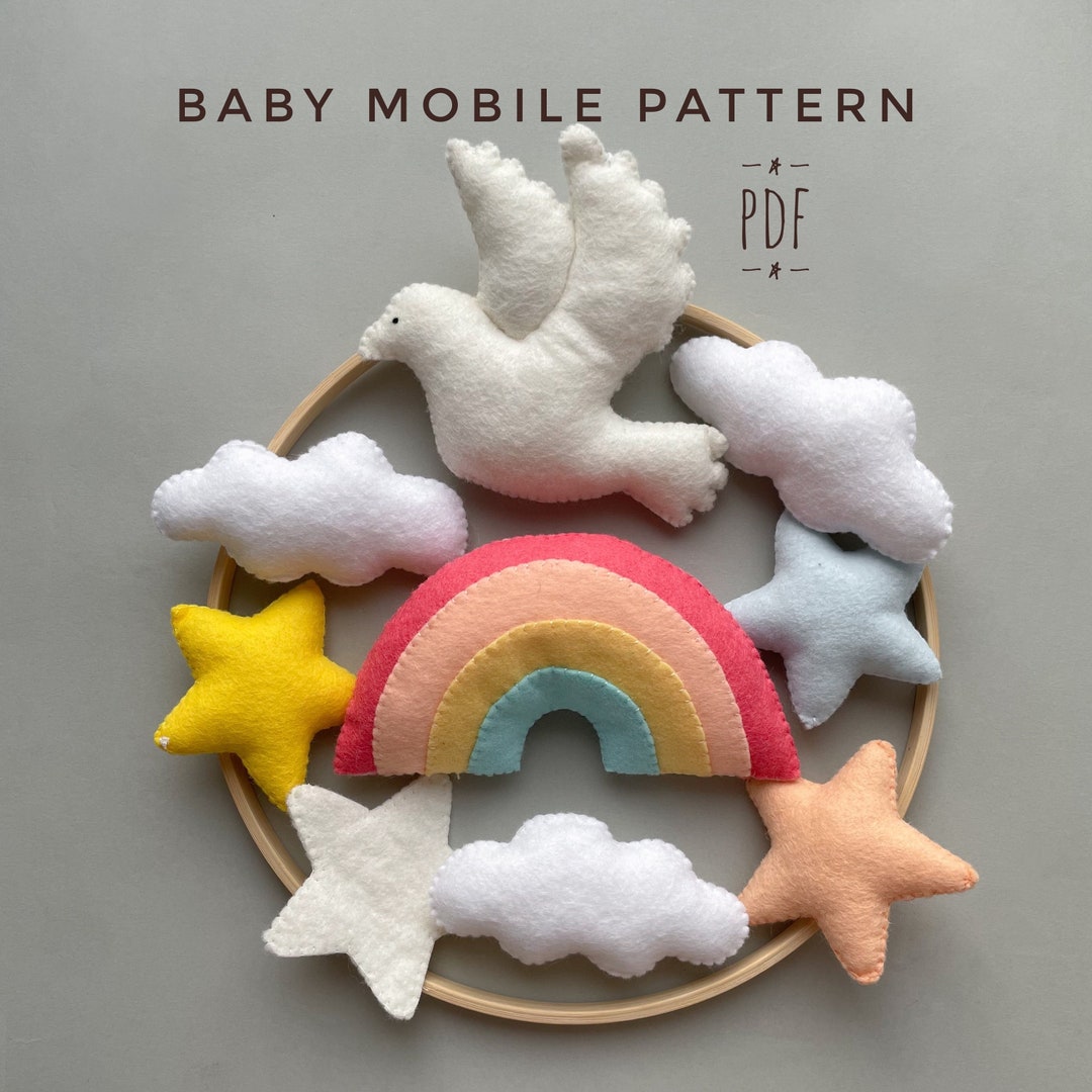 Baby Mobile Pattern Felt Pattern PDF Sewing Pattern Rainbow Nursery ...