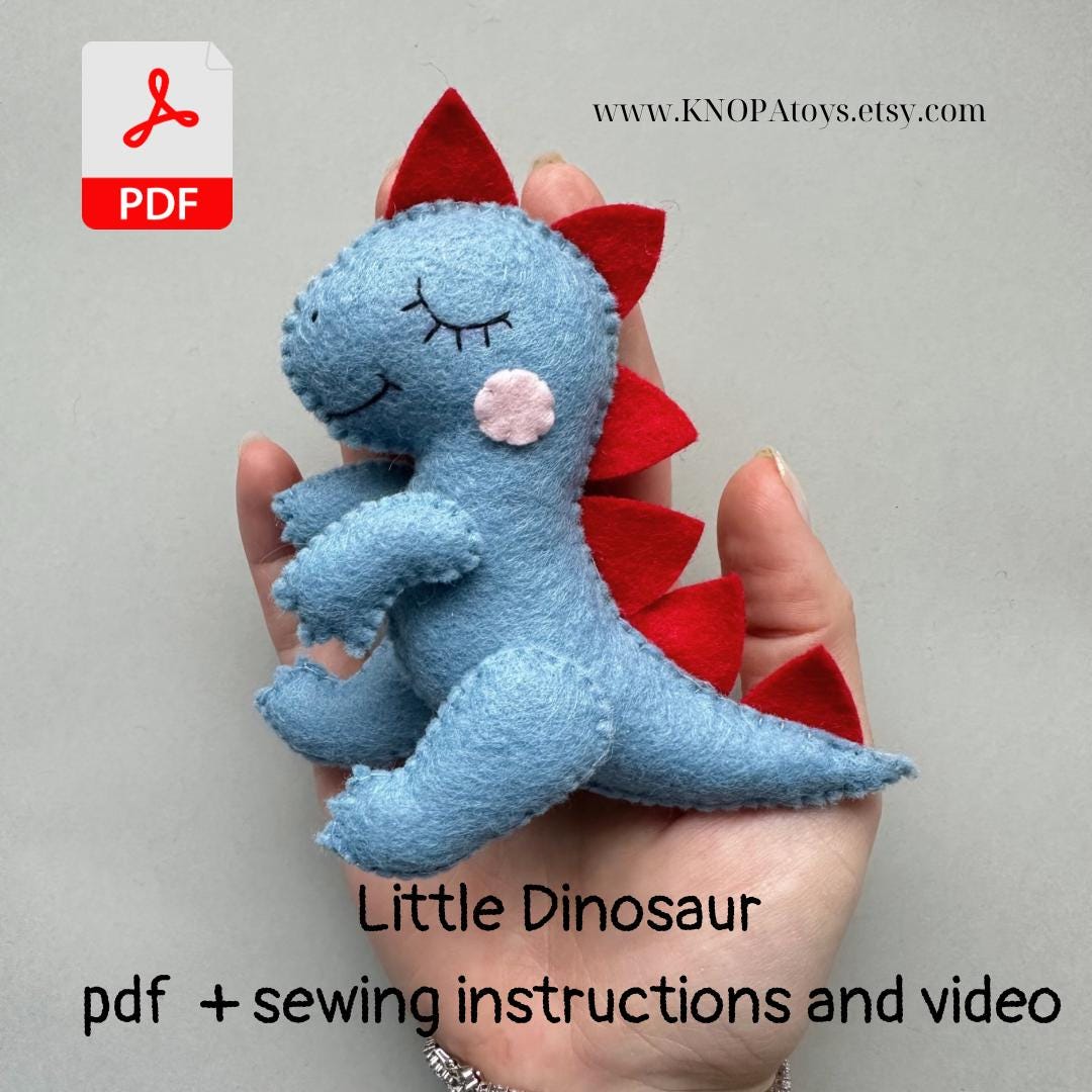 Little Dinosaur Pdf Pattern Felt Sewing Dino Rex Plush Pattern Cute ...