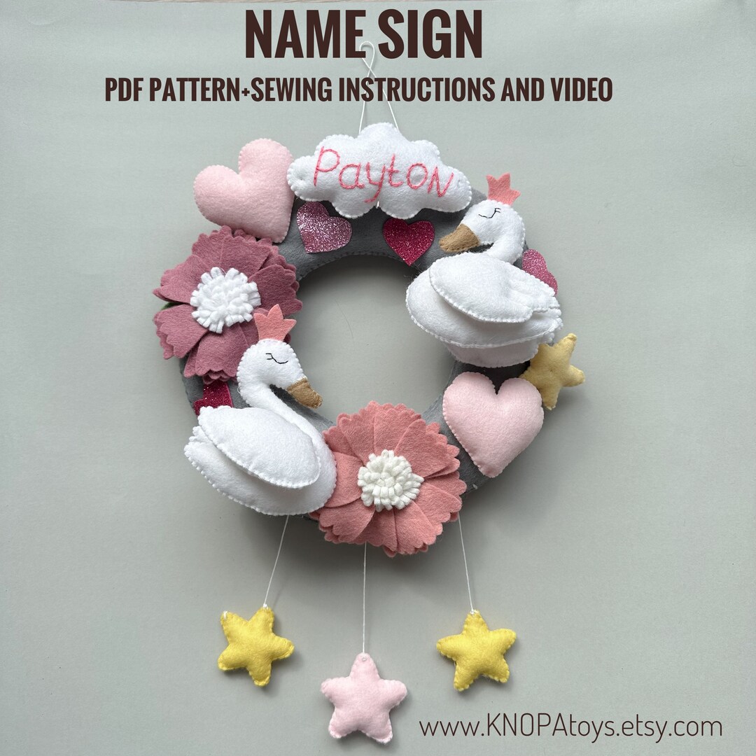 Swan Nursery Name Sign Pdf Pattern Gift Handmade Newborn Name Plate ...