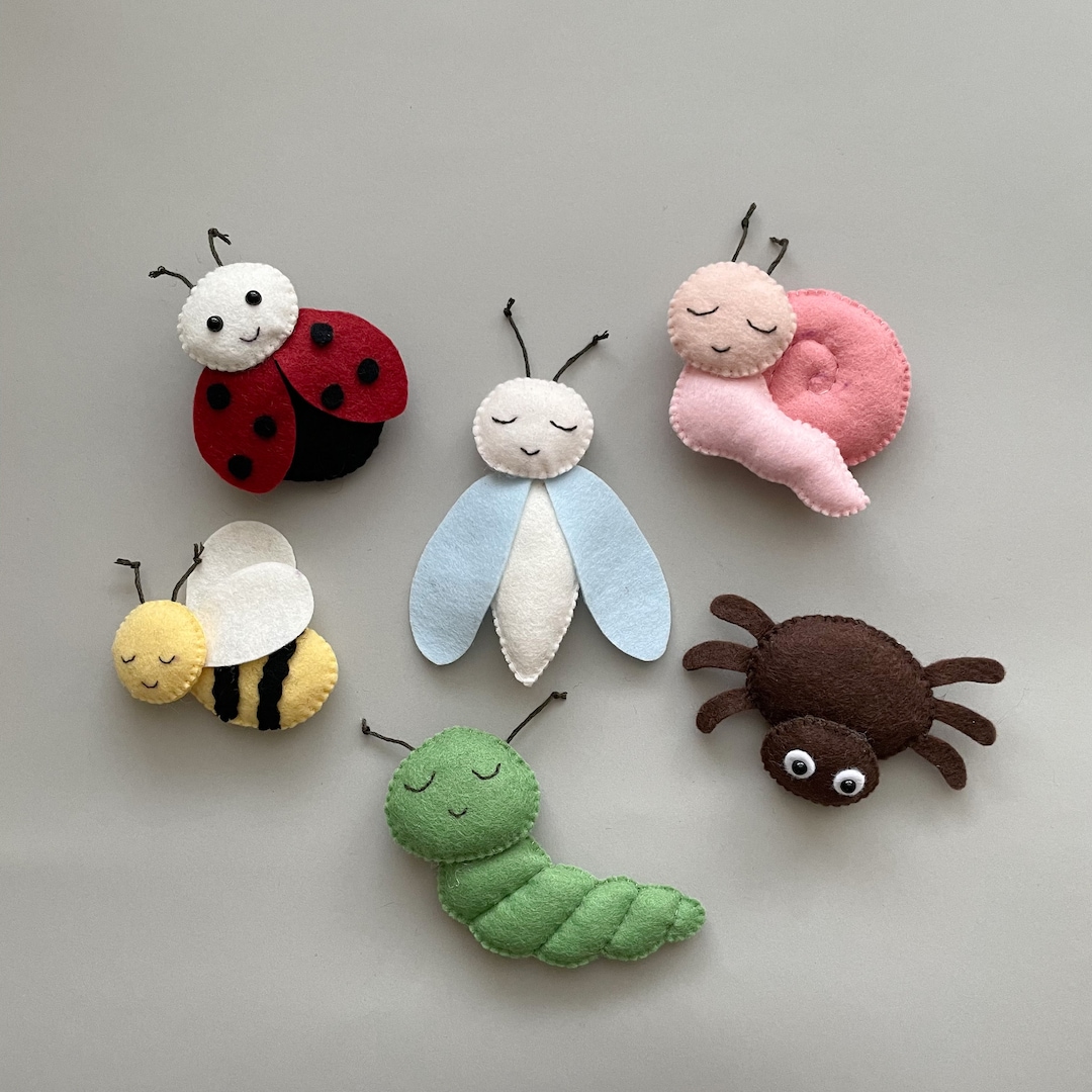 Set of 6 Pdf Felt Pattern Butterfly Ornament Insect Kawaii Plush ...