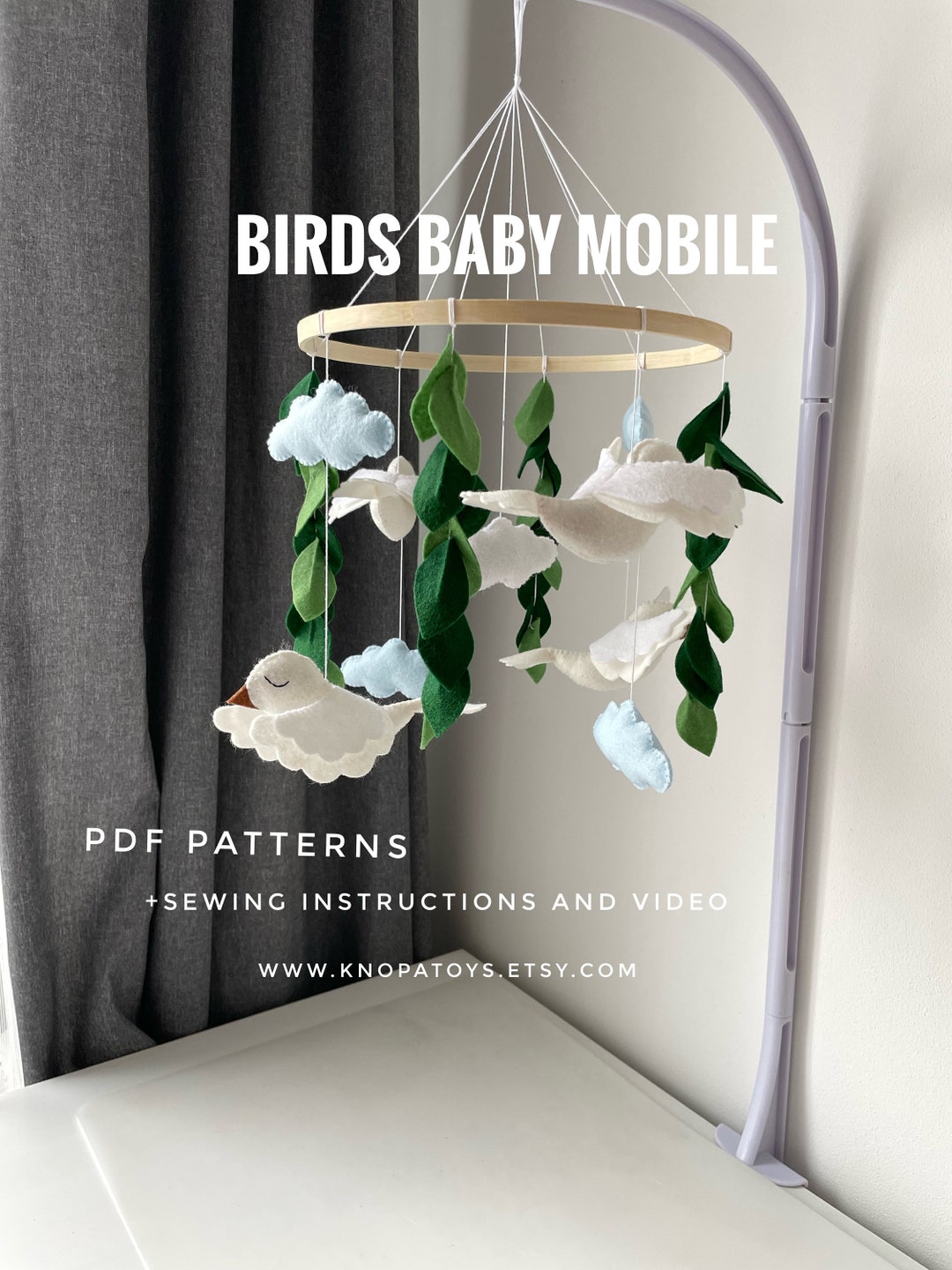 Bird Baby Mobile Pdf Pattern Felt Animals Plushie Pattern Woodland ...
