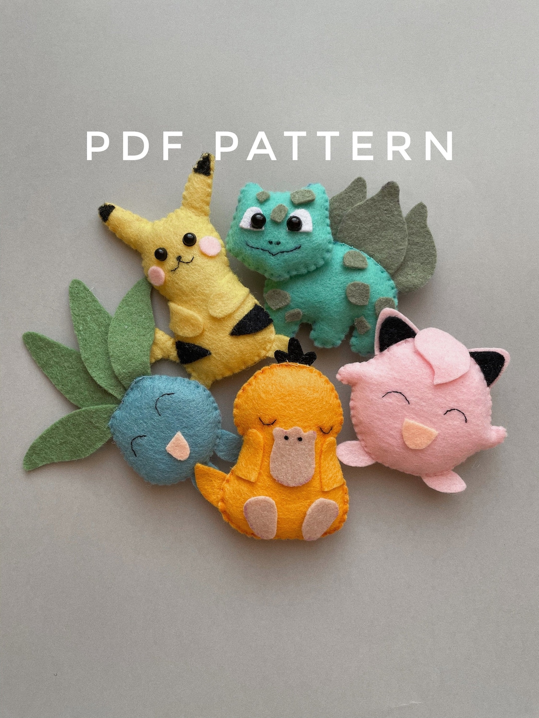 Set of 5 Pokemon Pattern, Easy Pokemon PDF Pattern, Pokemon Decor ...