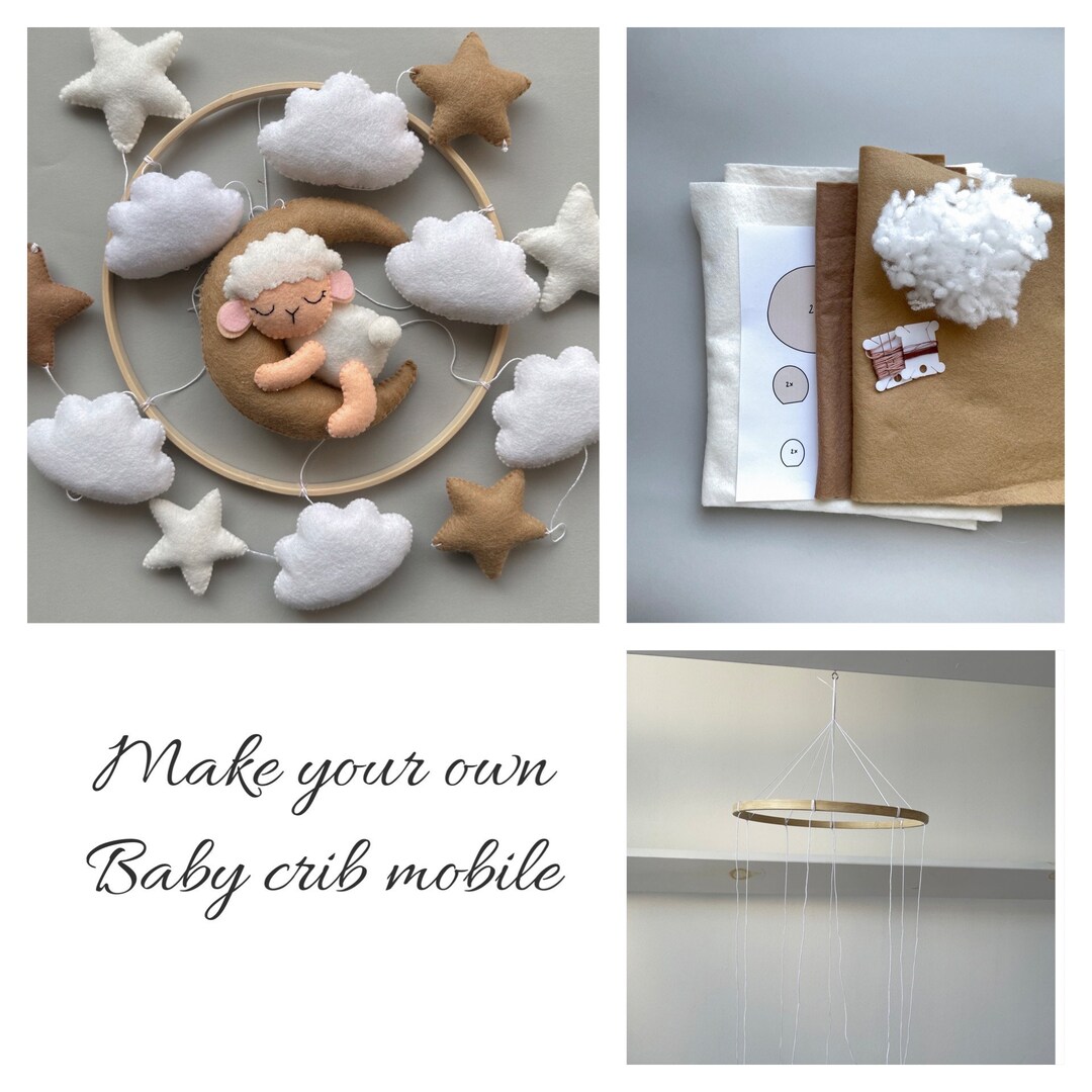 Make Your Own Baby Mobile Craft Kit Diy Felt Sewing Sheep Nursery Decor ...