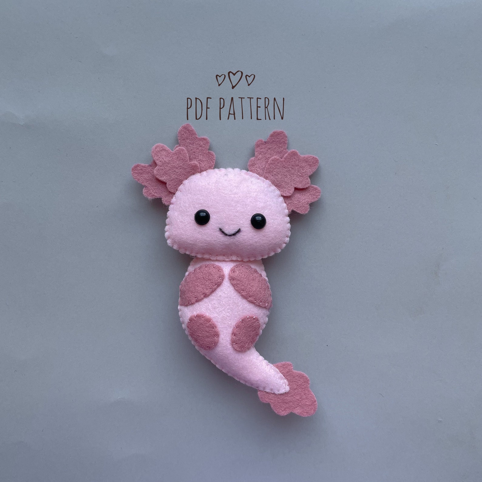 Axolotl Plush Pattern Pdf Felt Sewing Ornament Kawaii Plush Felt Animal ...