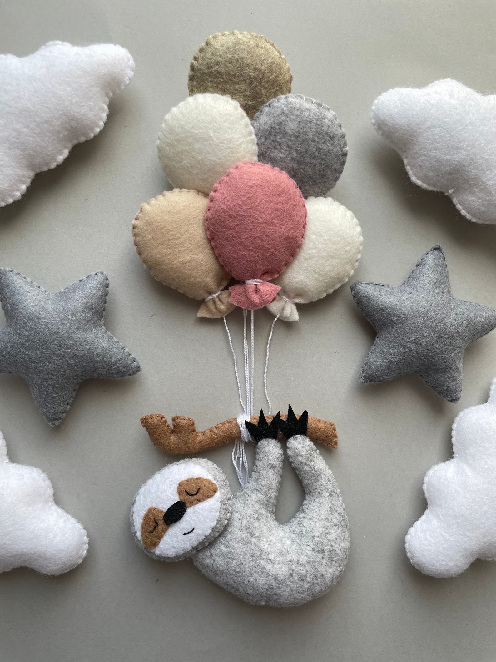 Set of 5 Pdf Sloth With Balloons Plushie Pattern Funny Ornaments Baby ...