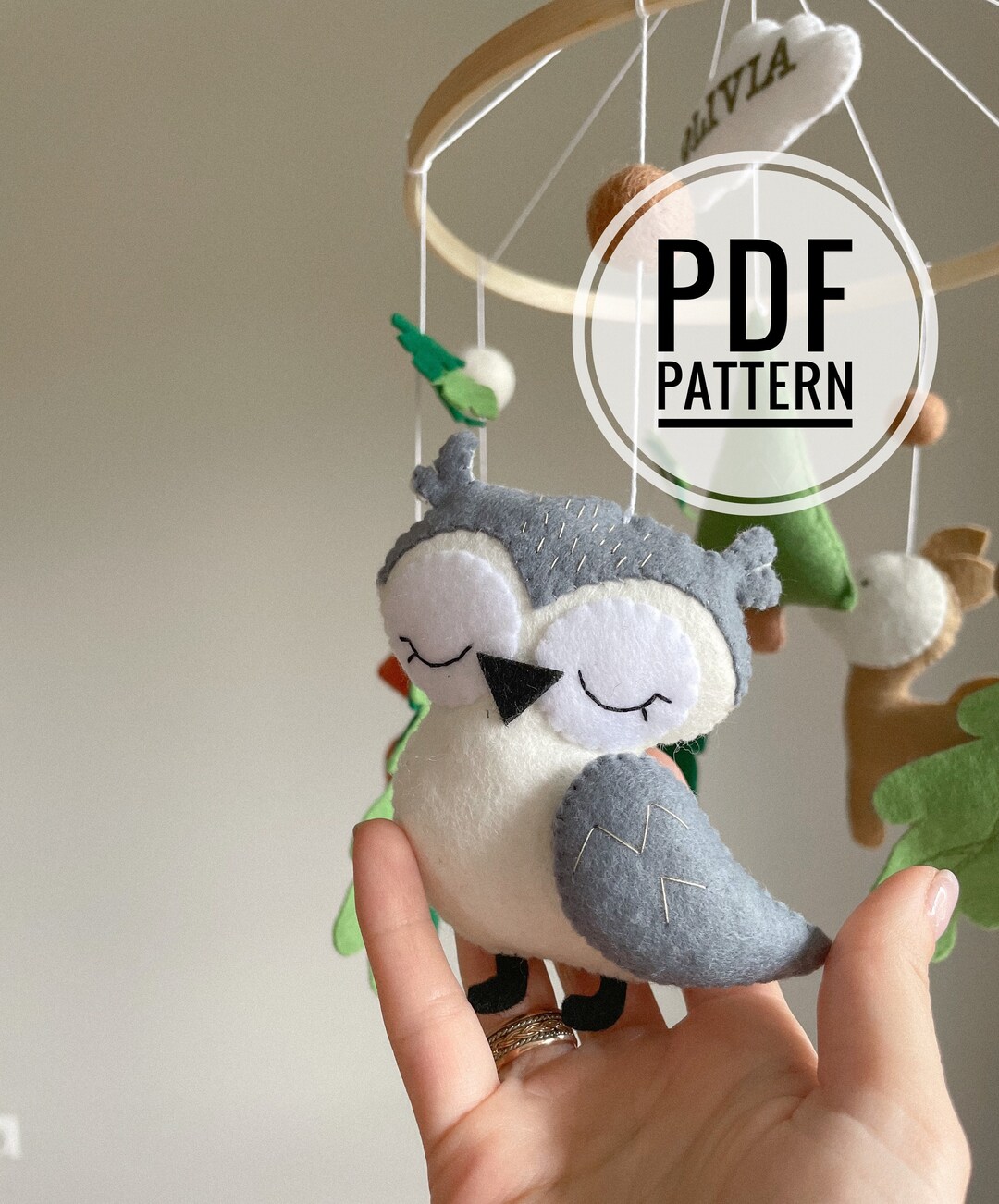 Owl Ornament PDF Pattern Plush Owl Gifts Nursery Decor Felt Ornament ...