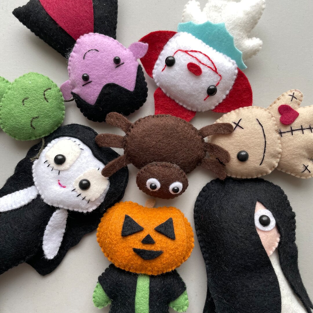 Set of 8 Halloween Pattern PDF Felt Halloween Cute Ornaments DIY ...