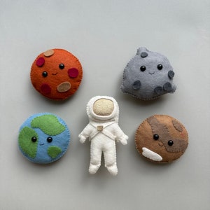 Set of 9 Pdf Felt Pattern Space Ornament Kawaii Plush Astronaut Solar ...