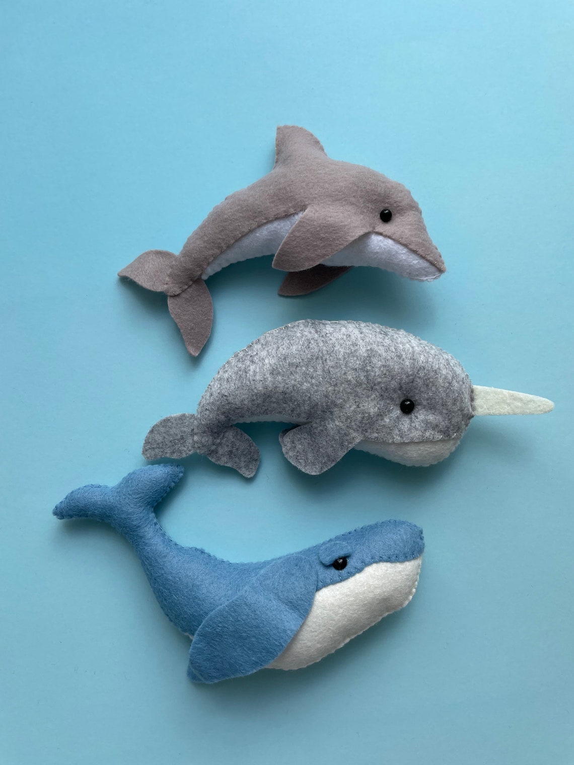 Set of 3 PDF Pattern Sea Animals Ocean Ornament Fish Sewing | Etsy