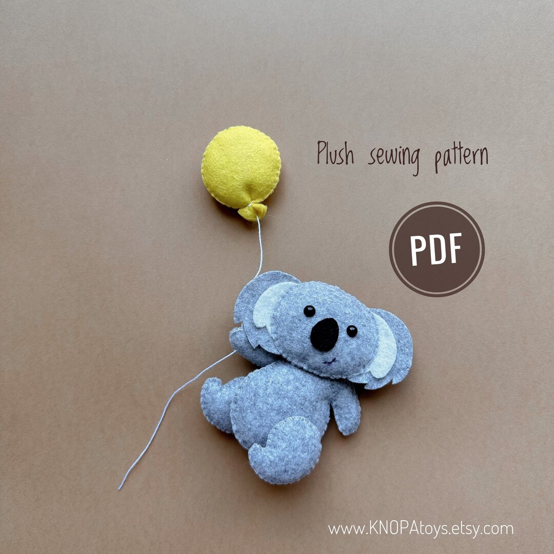 Koala Plush Sewing Pdf Felt Pattern Miniature Animals Koala Bear Kawaii ...