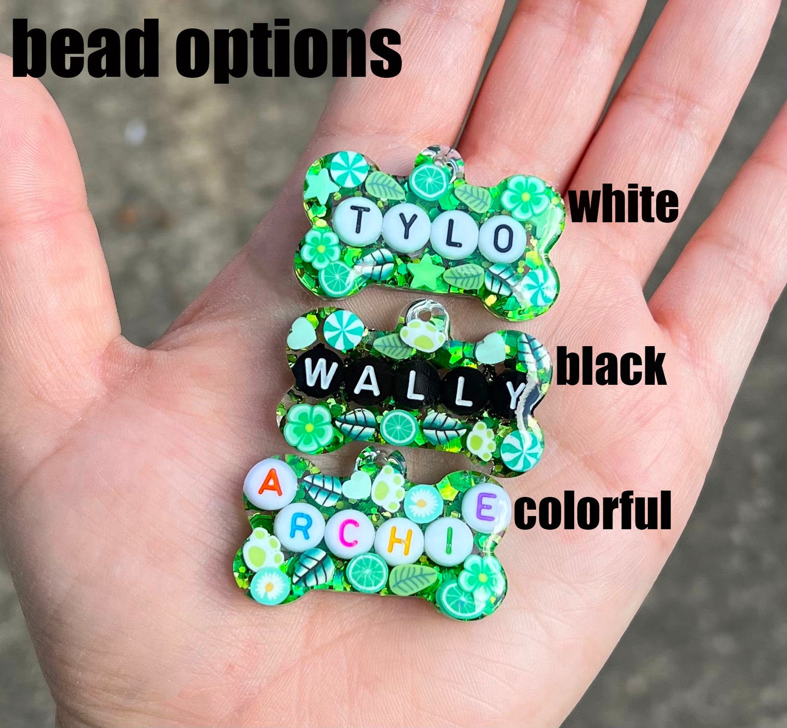 Custom Resin Pet ID Tags With Letter Beads Personalized Key - Etsy