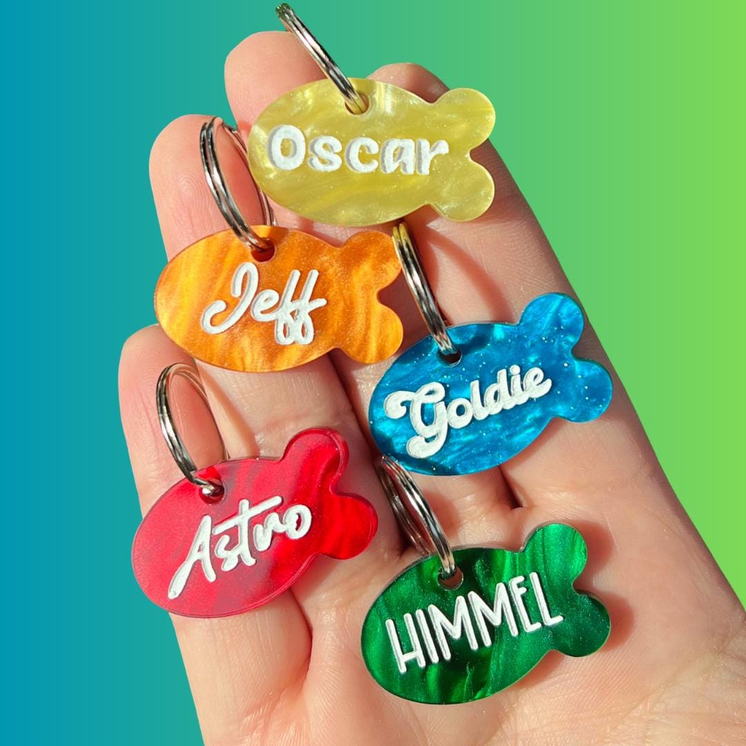 Fish Pet ID Tag, Fish Name Tag, Cat Pet ID - Etsy