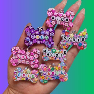 Custom Resin Pet ID Tags With Letter Beads, Personalized Key Chains - Etsy