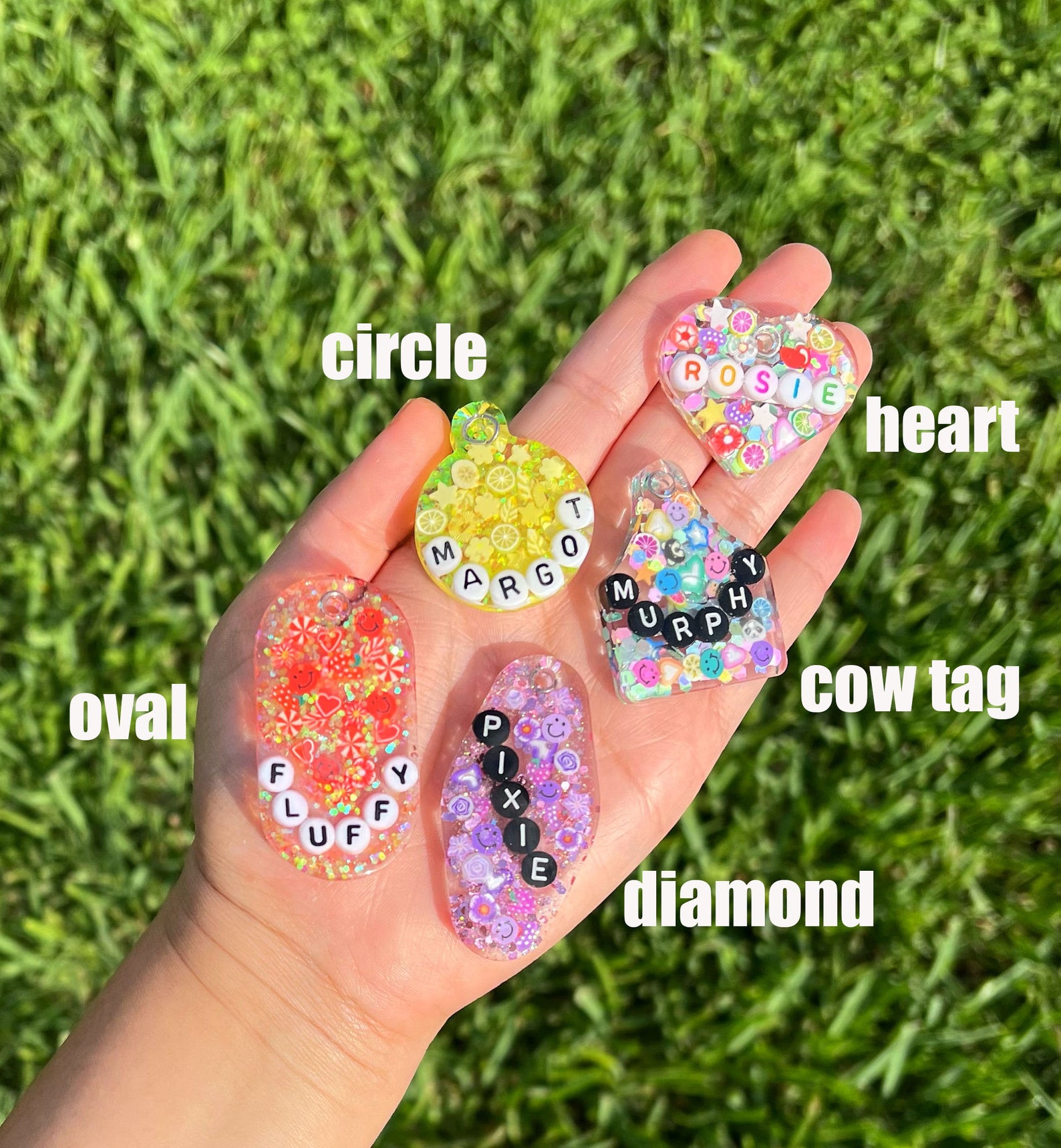 Personalized Resin Dog Cat Pet ID Tags With Letter Beads - Etsy