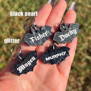Custom Bat Pet ID, Personalized Spooky Pet Tag, Gothic Bat Acrylic Pet ...