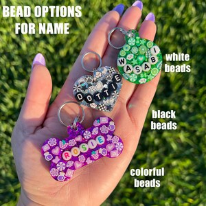 Custom Resin Pet ID Tags With Letter Beads Personalized Key - Etsy
