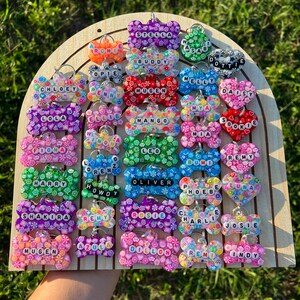 Custom Resin Pet ID Tags With Letter Beads Personalized Key - Etsy