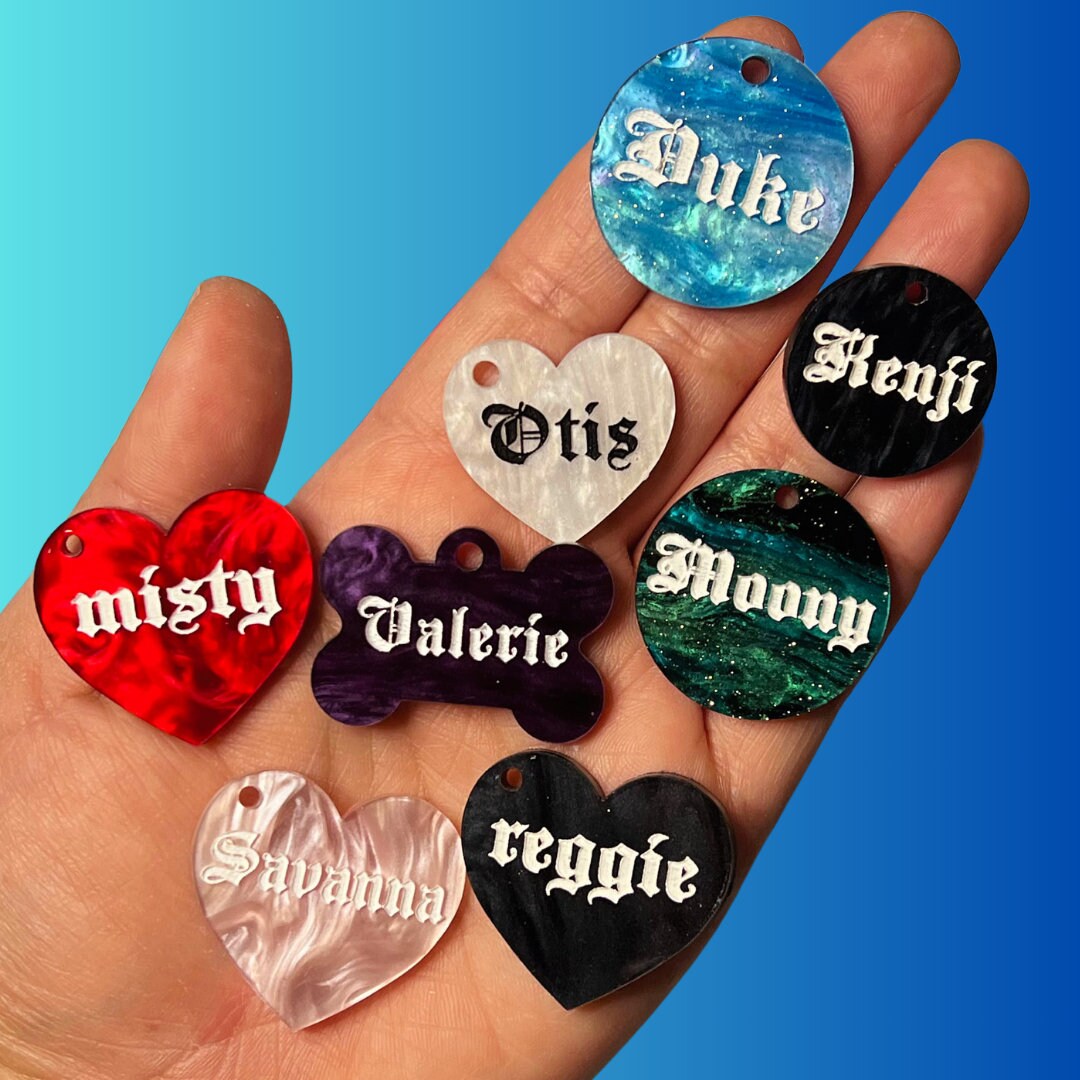 Custom Alternative Pet ID, Personalized Spooky Pet Tag, Gothic Pet Tag ...