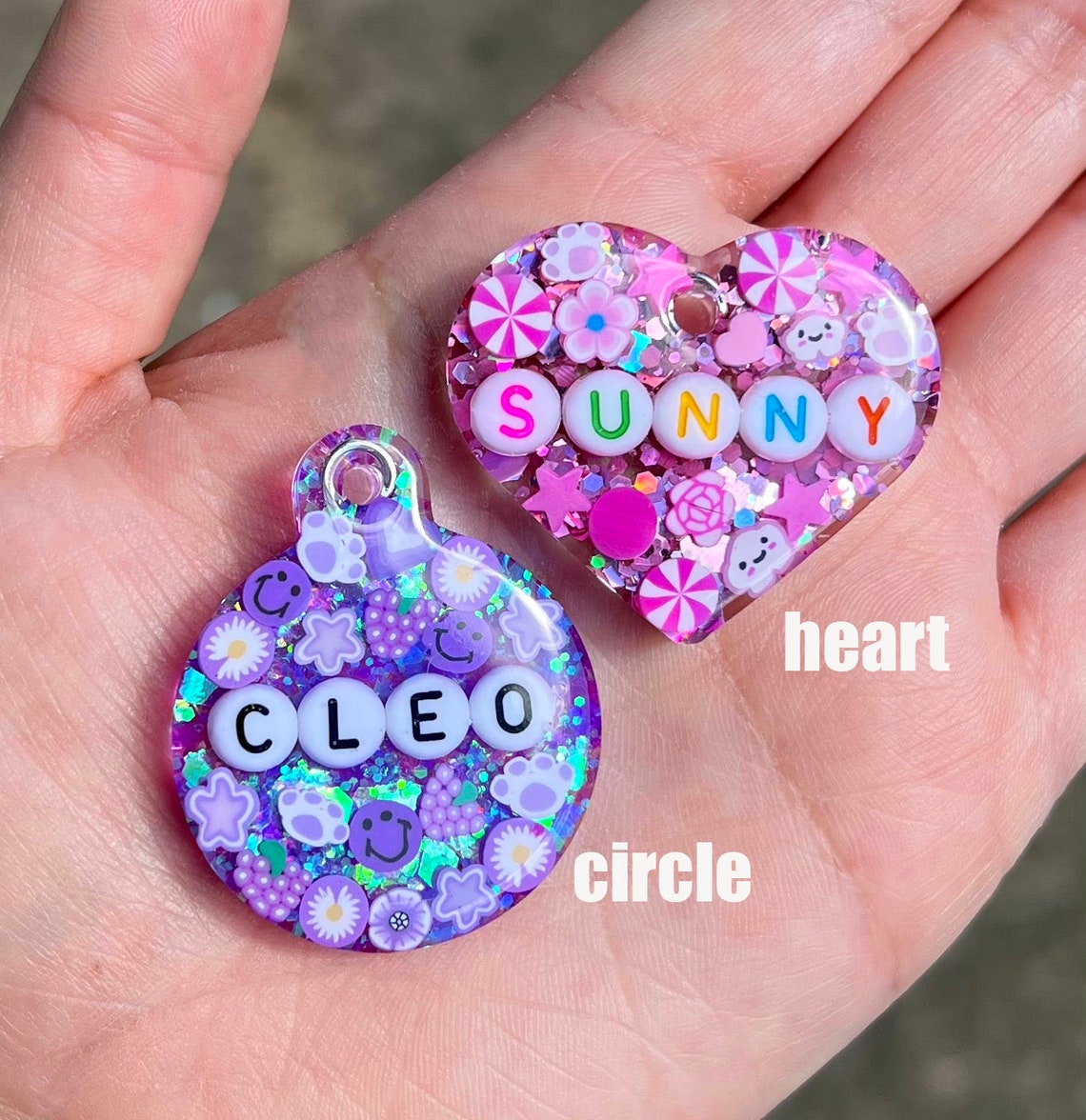 Custom Resin Pet ID Tags With Letter Beads Personalized Key - Etsy