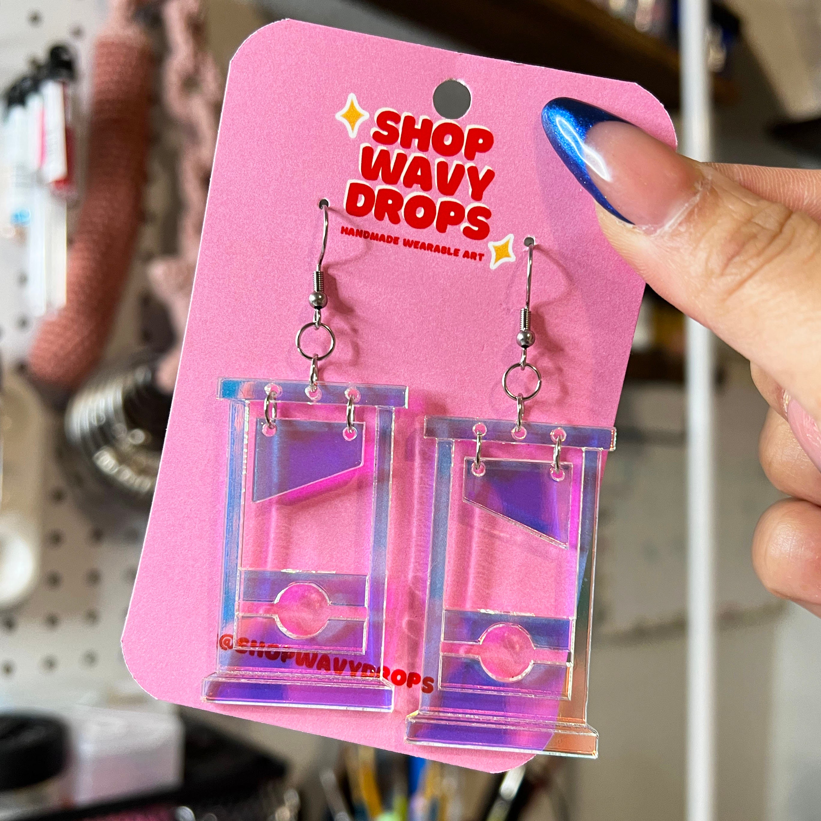 Iridescent Guillotine Acrylic Earrings - Etsy