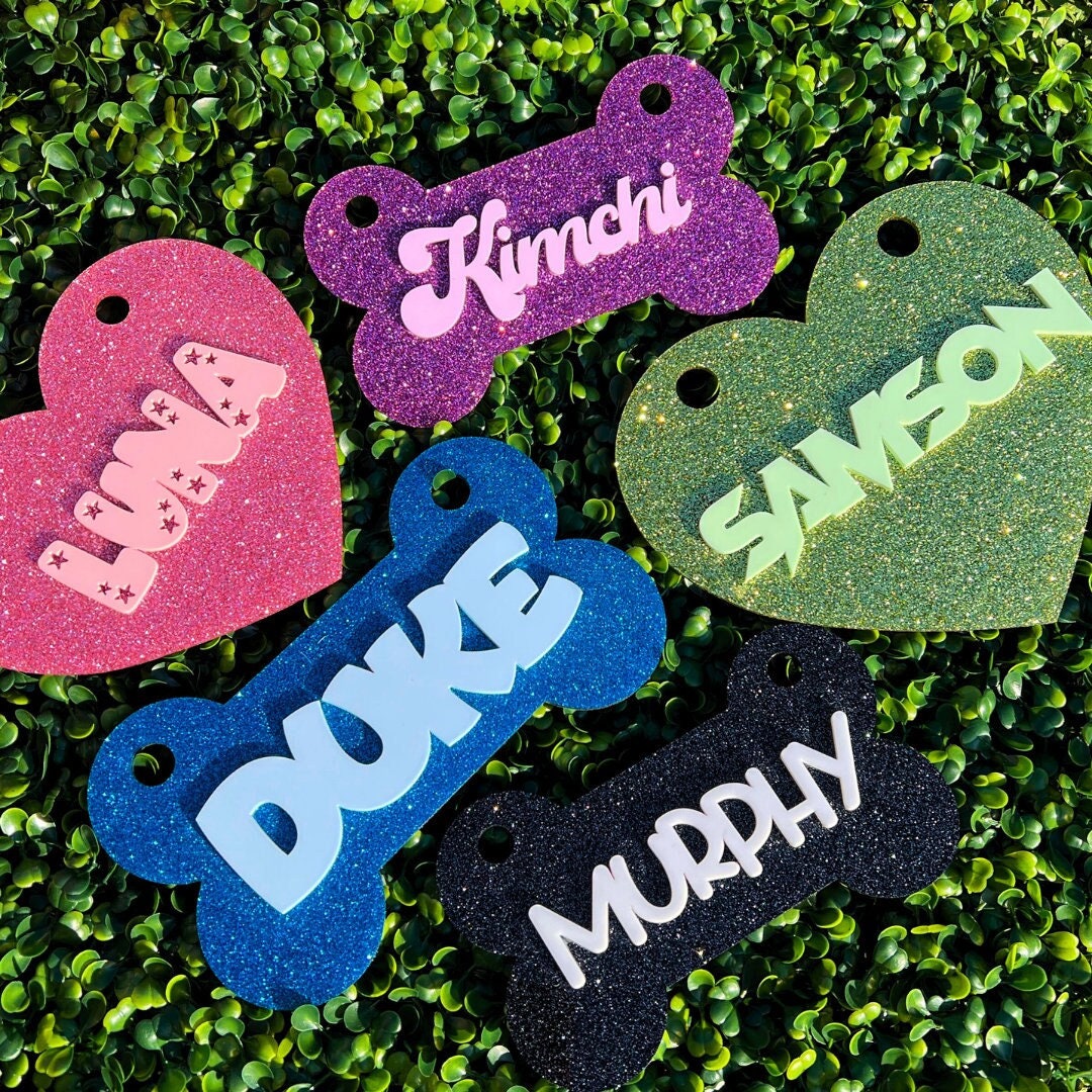 Glitter Crate Name Plate, Personalized Kennel Name Plate, Custom Dog ...