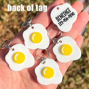 Acrylic Egg Pet Tag, Custom Egg Tag, Egg Pet ID, Fried Egg ID Tag - Etsy